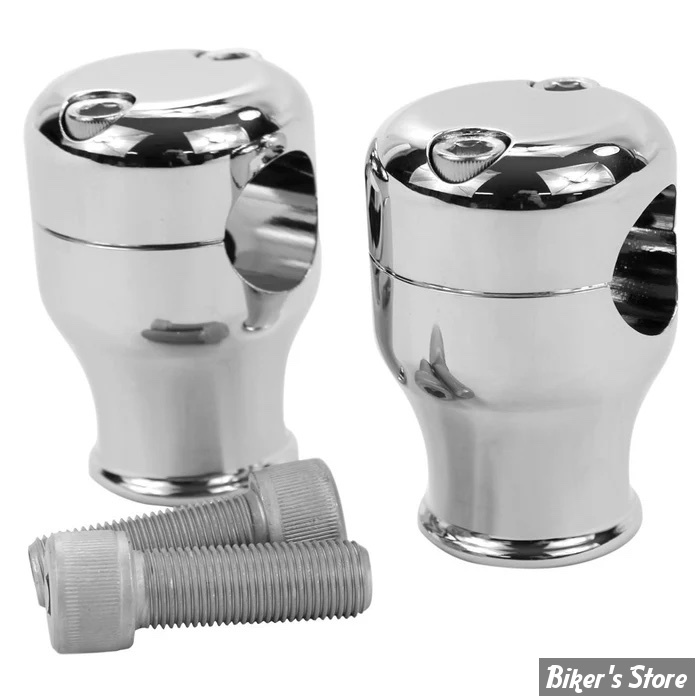RISERS - PAUGHCO / DNA - TC BROS - POUR GUIDON DE 1" - HAUTEUR : 5cm / 2" - CHROME - Biker's Store