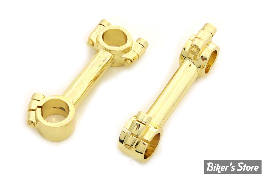 RISERS DOG BONE - V-TWIN - HAUTEUR : 4 " - LAITON POLI - Biker's Store