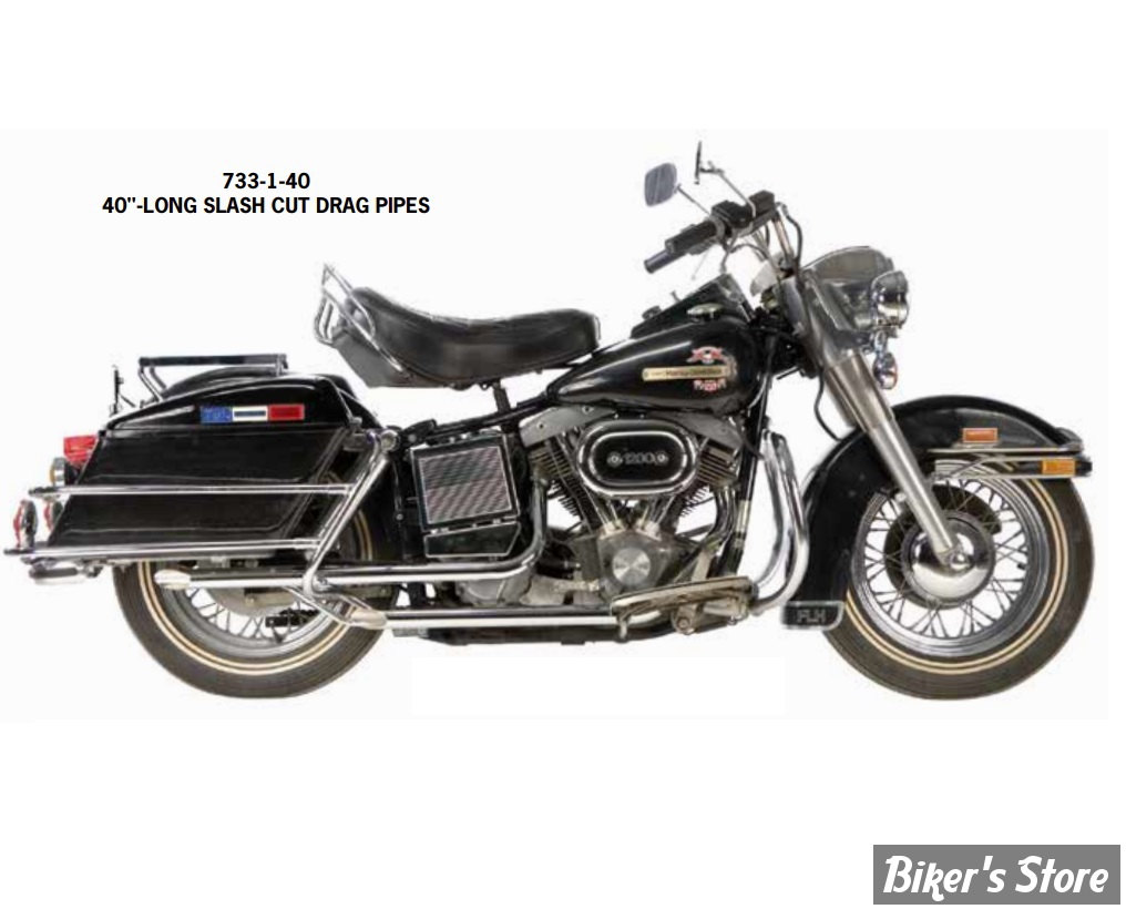 ECHAPPEMENT SHOVELHEAD 70/84 - STAGGERED DUAL - DRAG PIPES MID LENGTH ...