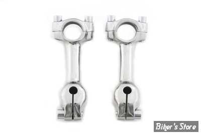 RISERS DOG BONE - HELLINGS & STELLINGS STYLE RISERS SET- HAUTEUR : 3 1/2 " - ACIER INOX - Biker ...