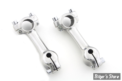 RISERS DOG BONE - HELLINGS & STELLINGS STYLE RISERS SET- HAUTEUR : 3 1/2 " - ACIER INOX - Biker ...