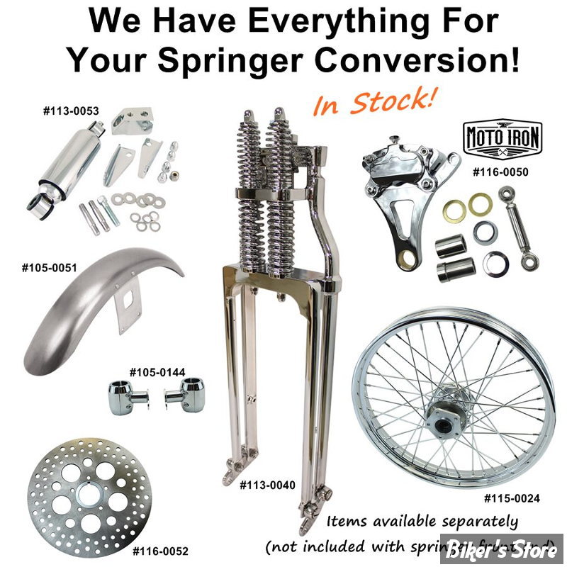 FOURCHE SPRINGER MOTO IRON - BIGTWIN 49/17 / SPORTSTER 82/03 - LONGUEUR ...