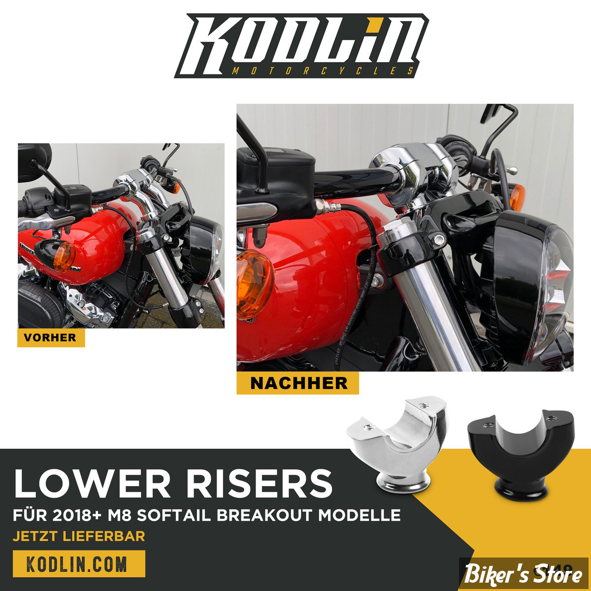 - RISERS - FRED KODLIN - SOFTAIL FXBR 2018UP - LOWER RISERS - NOIR ...