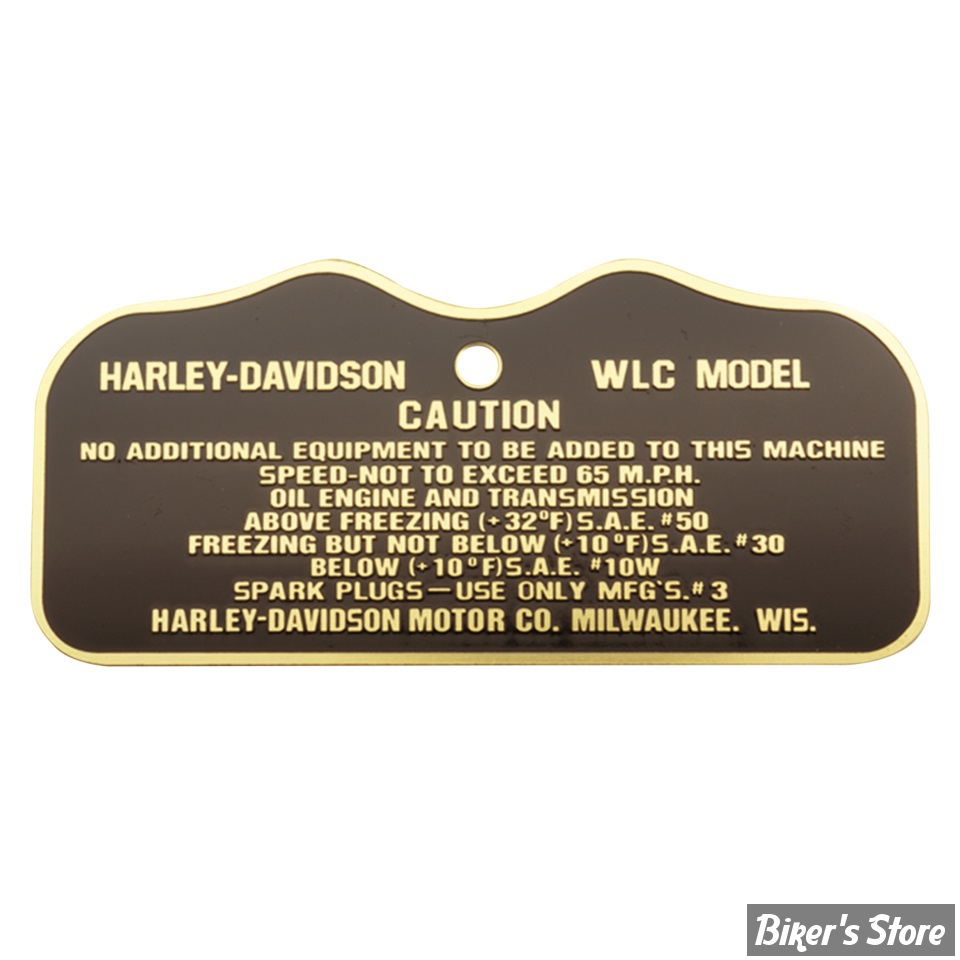 PLAQUE CAUTION - WLC 1942 - OEM 3531-41M - Biker's Store